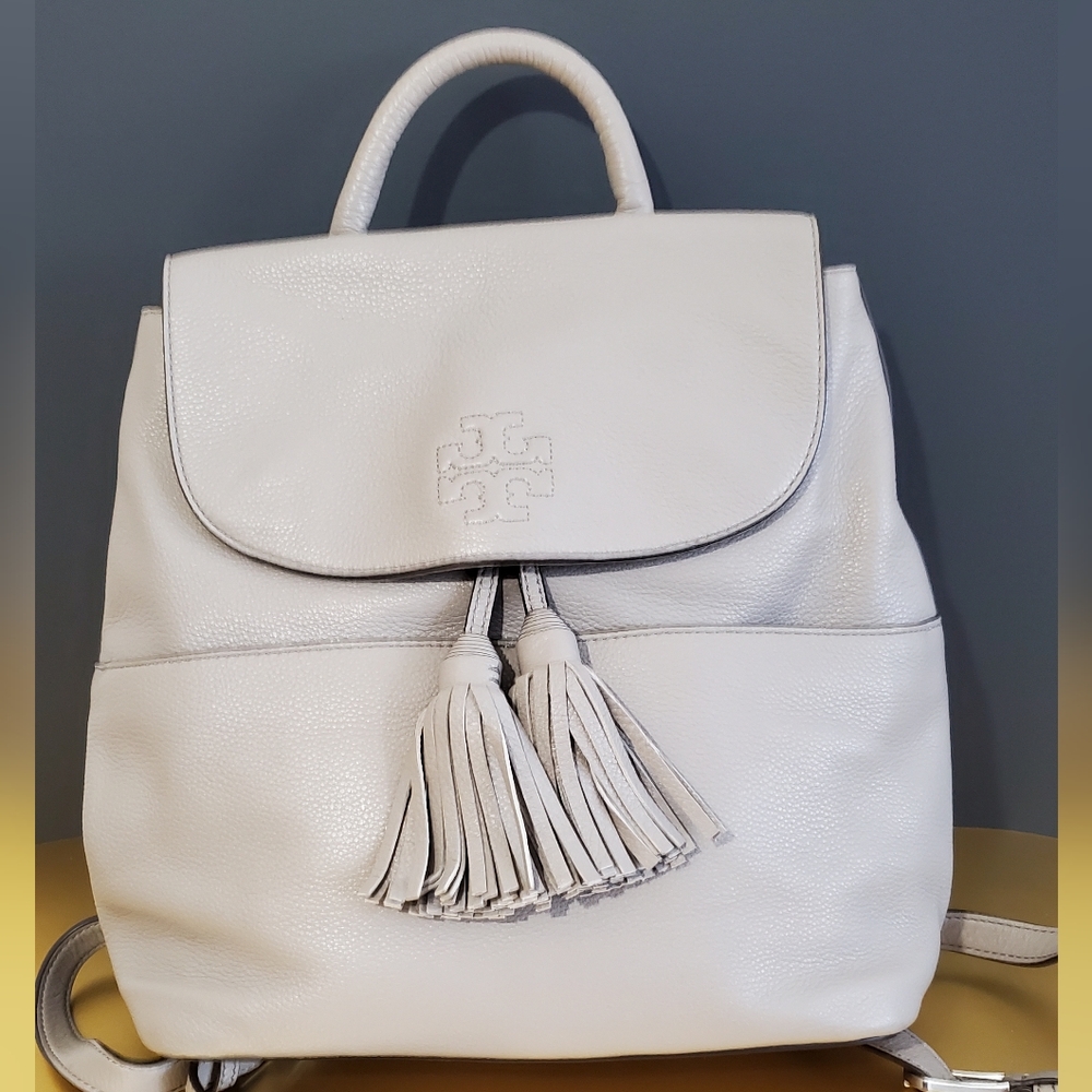 Tory Burch Tassel Gray Leather Backpack - Gem